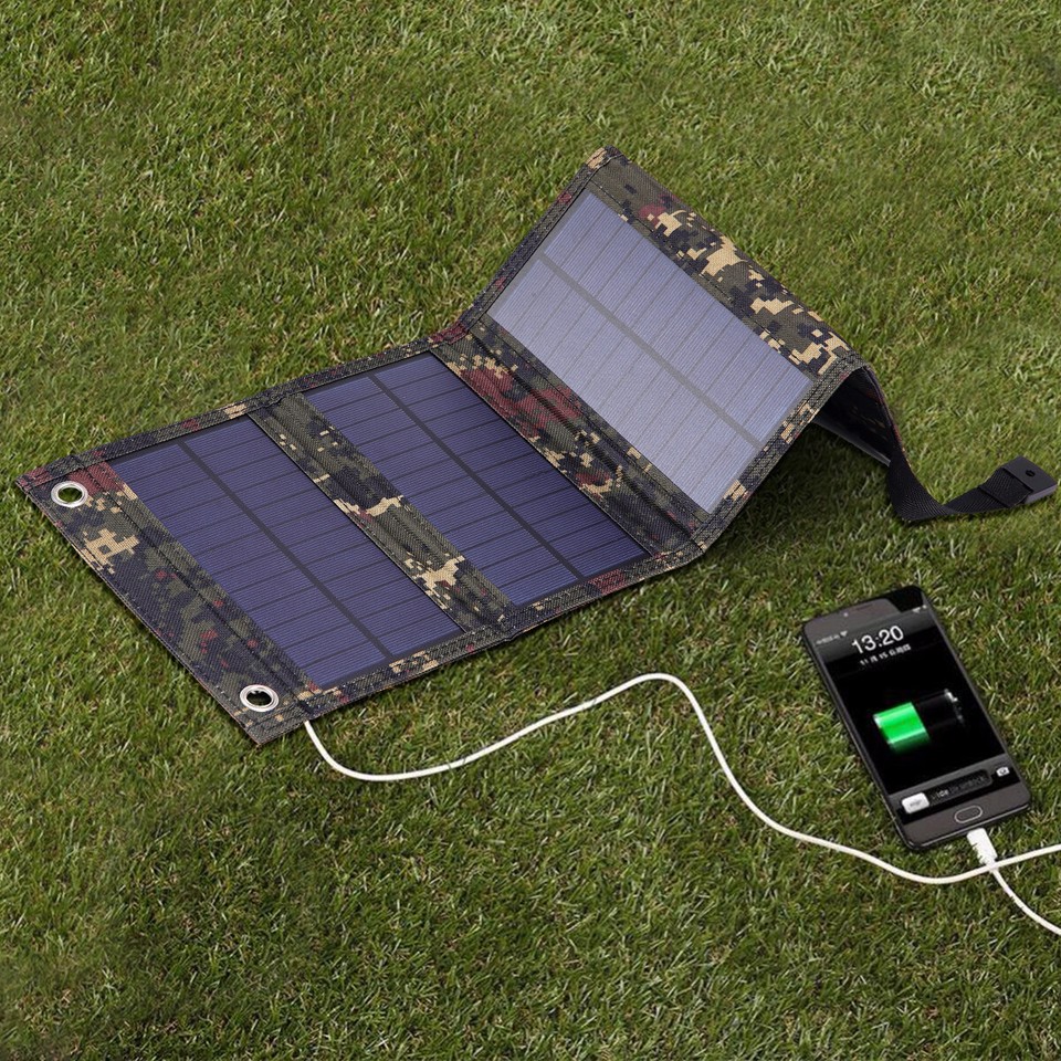 Portable USB Solar Panel Folding Power Bank Outdoor Camping Hiking ...