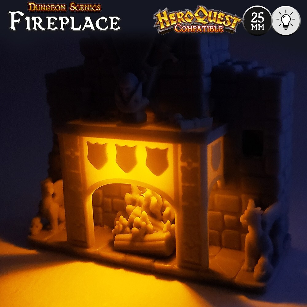 25mm D&D LED Fireplace HeroQuest Compatible HD Dungeon Terrain ...