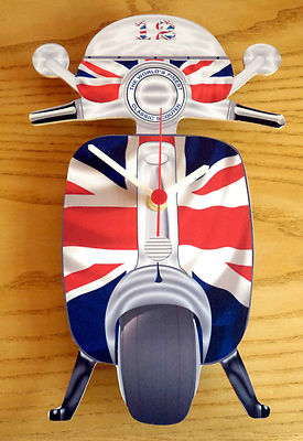 Scooter Wall Clock, Union Jack Wall Clock, 60s Mod LI TV SX GP Scooter ...