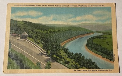Postcard PA Susquehanna River Site of French Azilum View From Inn ...