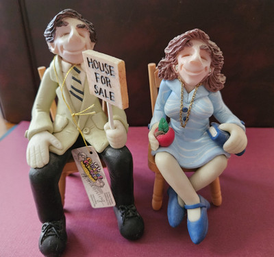 DIANA MANNING shelf sitters School Teacher & Realtor claymation statues ...