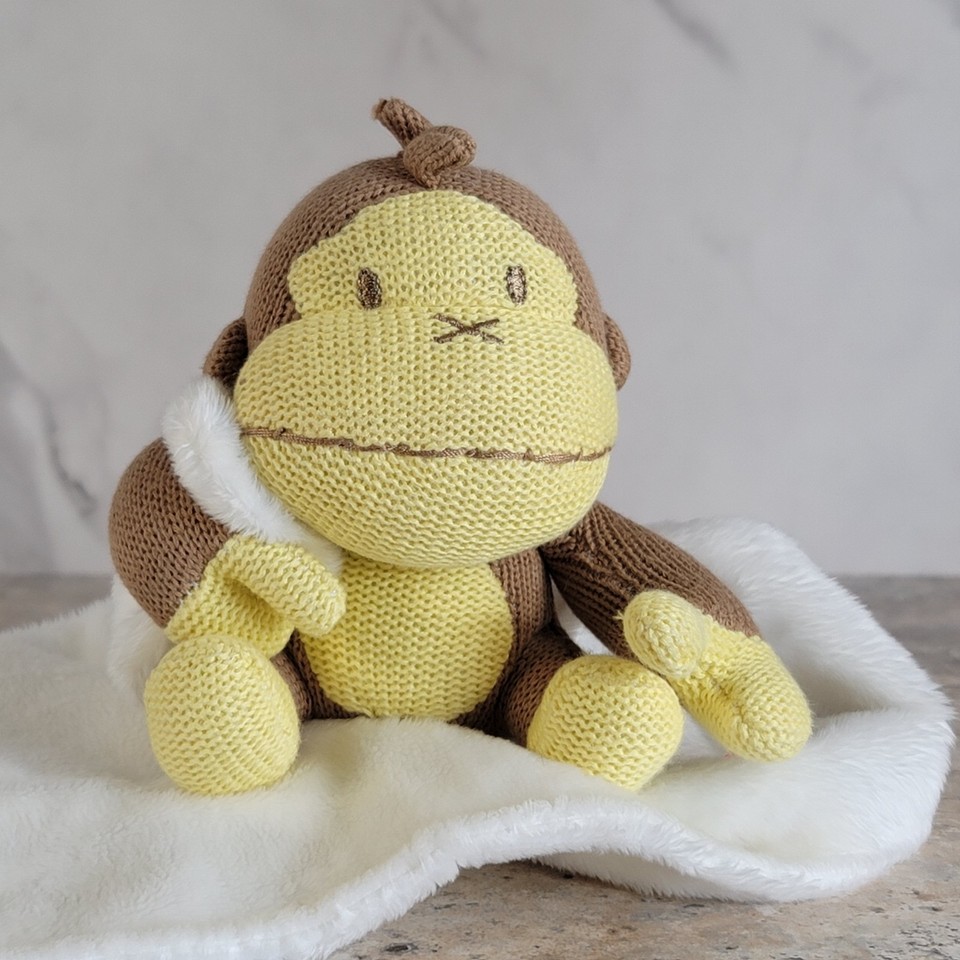 BABY BUM CROCHET KNIT MONKEY PLUSH LOVEY SECURITY BLANKET | eBay