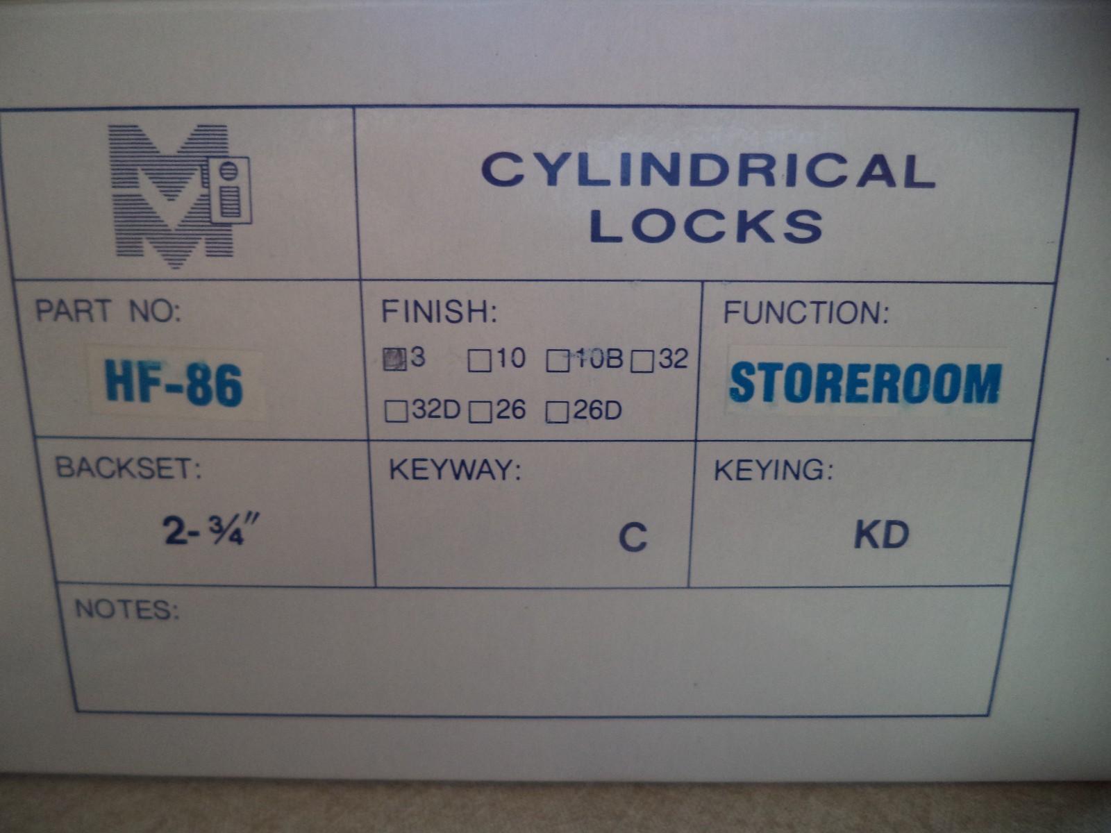 MASTER MANUFACTURERS GRADE 2 CYLINDRICAL LOCKS DOOR HF-86 BACKSET 2 3/4 ...