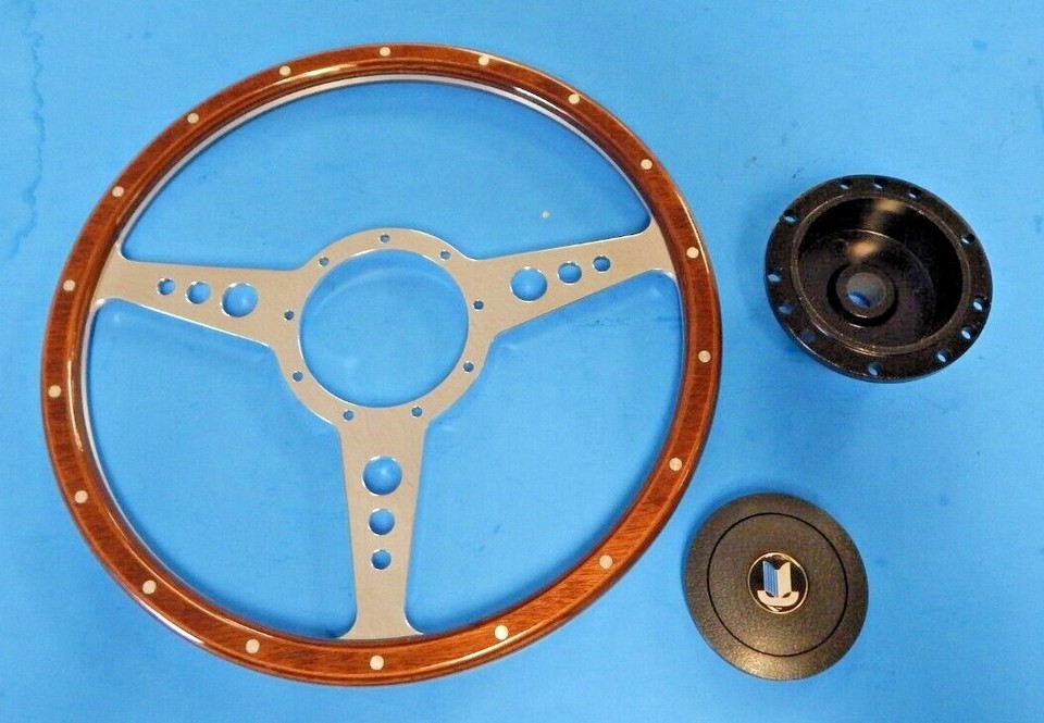 New 14" Laminated Wood Steering Wheel & Hub Adaptor Triumph TR4 TR4A ...
