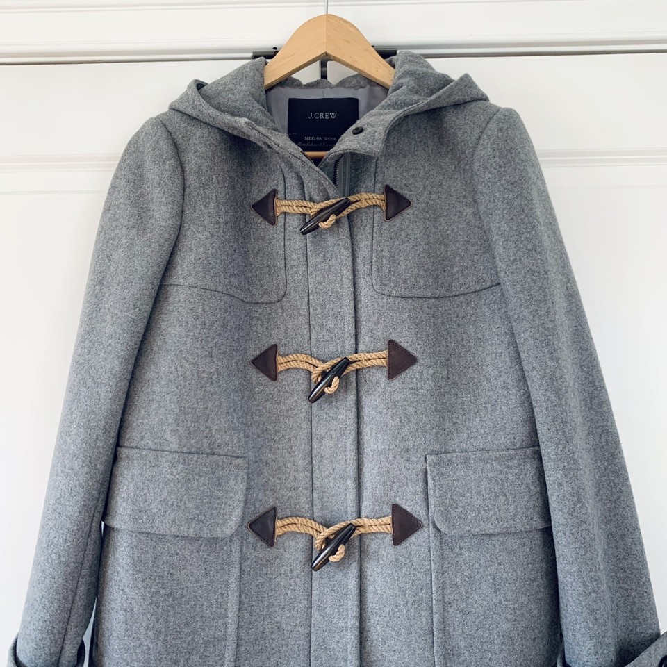 J. Crew Melton Wool Duffle Toggle Coat Italian Hooded Stadium Cloth ...