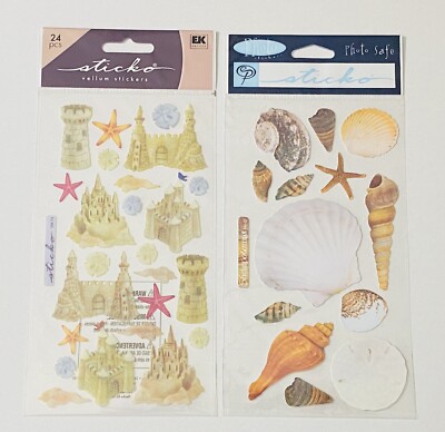 Beach Scrapbooking Stickers Lot of 2 Beach Summer Shells Sandcastles ...