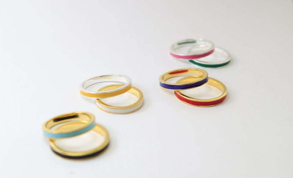 Multiple Color Enamel Band Ring - Ceramic Ring - 2.5mm Wide Enamel Band ...