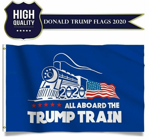 3x5 Ft 2020 Donald Trump Train President America All Aboard MAGA Flag ...