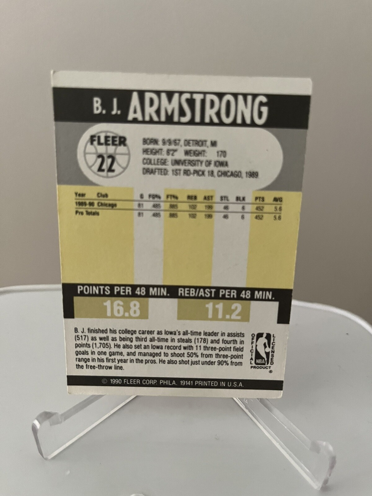 1990 Fleer B.J. Armstrong Rookie Card RC | eBay