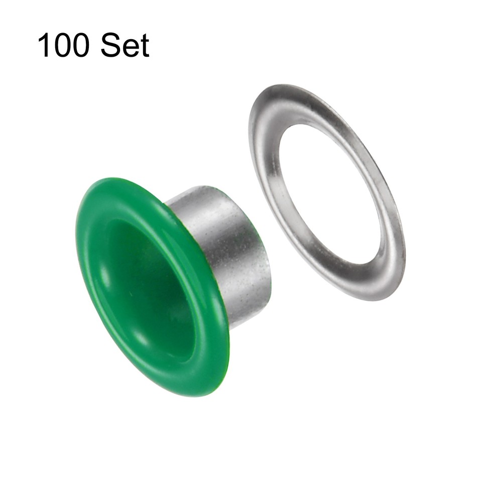 100 Set Round Grommets 6mm Hole Metal Eyelets with Washers, Green | eBay