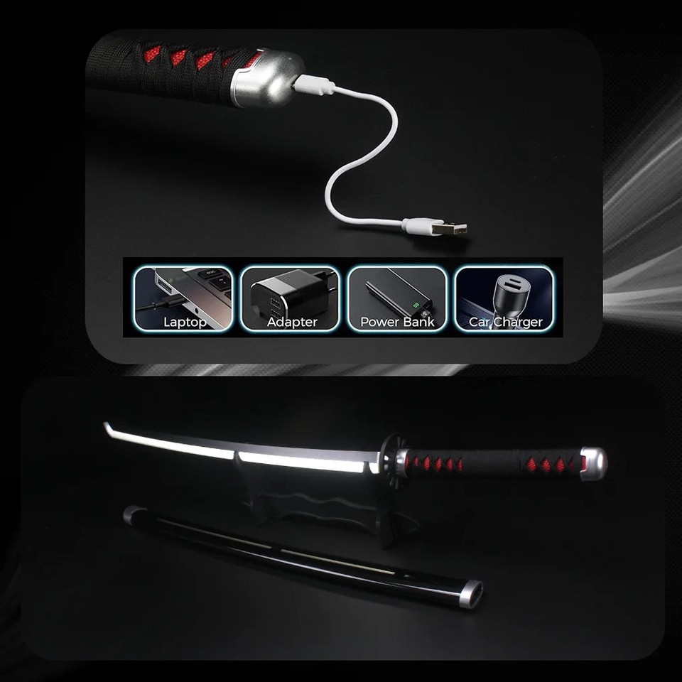 LED Light Up Demon Slayer Sword Katana Japanese Anime Cosplay Samurai ...