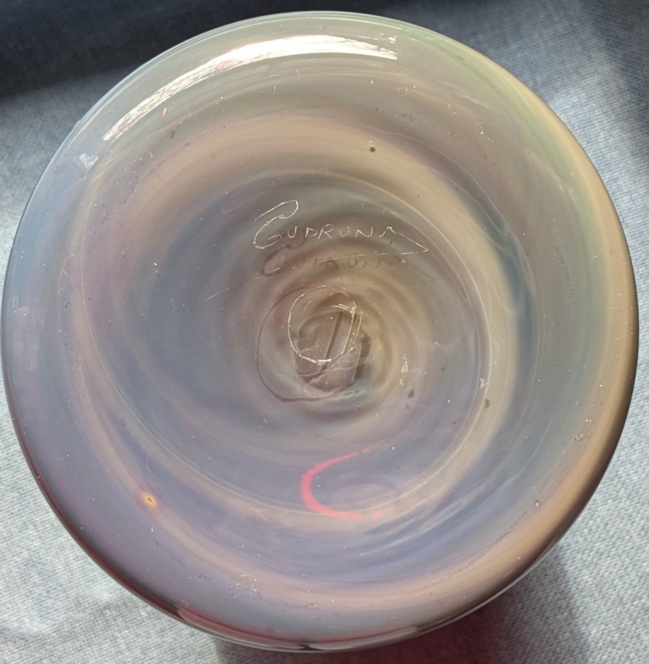 Peter Gudrunas Studio Art Glass Vase - Hand Blown Cased Glass - Signed ...