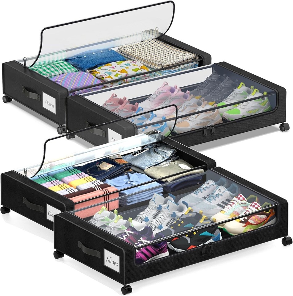 Under-bed storage box Storage box with wheels Cloth cover under bed ...