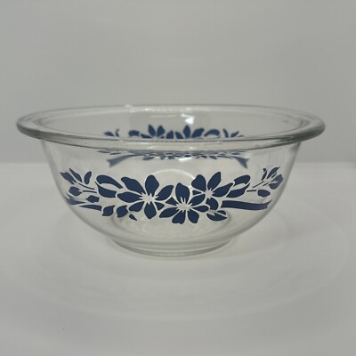 Vintage Pyrex Clear 1L ~Blue Floral Ribbon~ #322 Kitchen Mixing Bowl | eBay