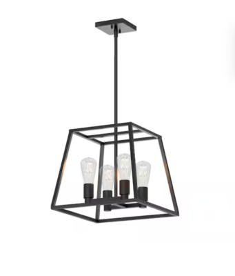 Carter 4-Light Black Modern Industrial Cage Chandelier Light Fixture ...