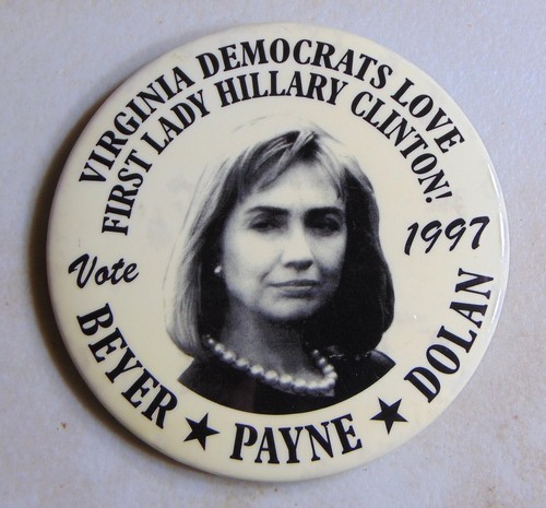 Clinton 1997 Virginia Governor Beyer campaign pin button political | eBay