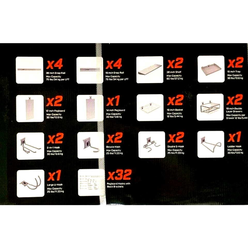 Haus 59 Piece Quick Release Snap Rail Garage Organization System -Local ...