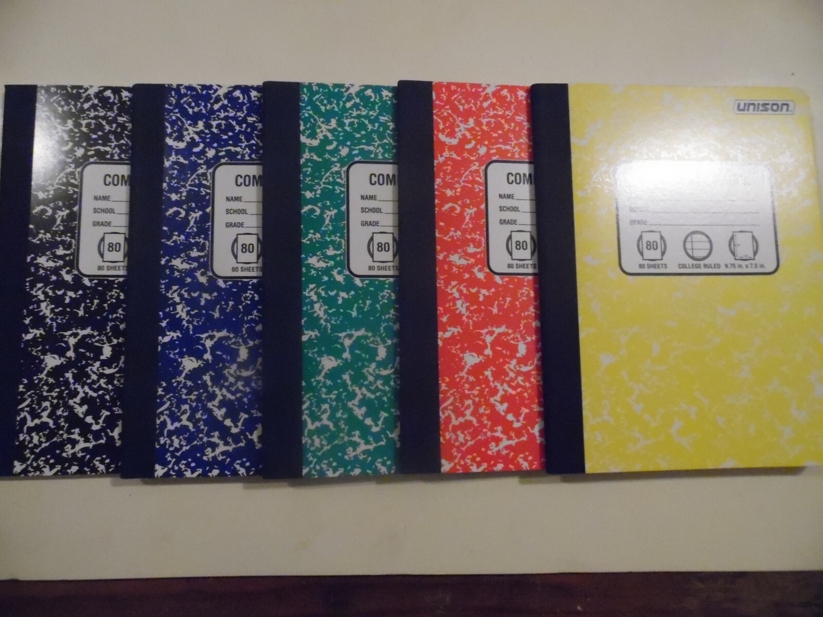 Unison Composition/Notebook 80 Sheets College Ruled, You Choose Color ...