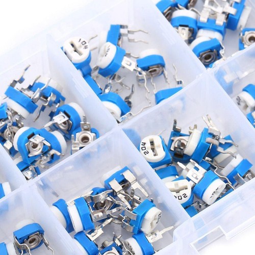 100pcs 10 value Resistors Variable Potentiometer Assortment Kit+Box ...