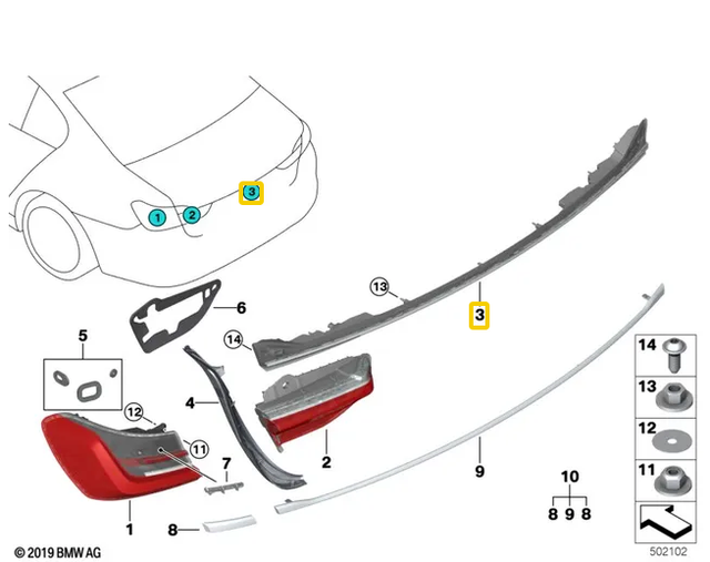 63219854651 central brake light BMW 7 40 E LE XDRIVE (258 CV) 2016 ...