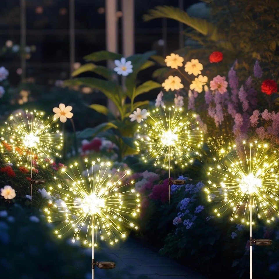 150 LED Garden Solar Lights Firework Outdoor Waterproof Path Lawn Decor ...