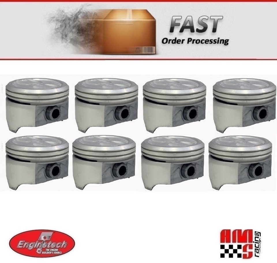 4.00" Bore 9:1 Comp Dish Top Pistons Set w/ Pins for Chevrolet SBC 350 ...