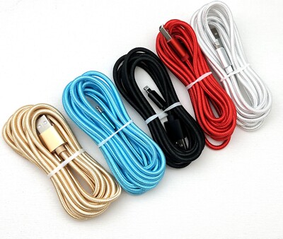 5 Pack - 6ft long USB Nylon Cable from USB to iPhone Braided Colorful ...