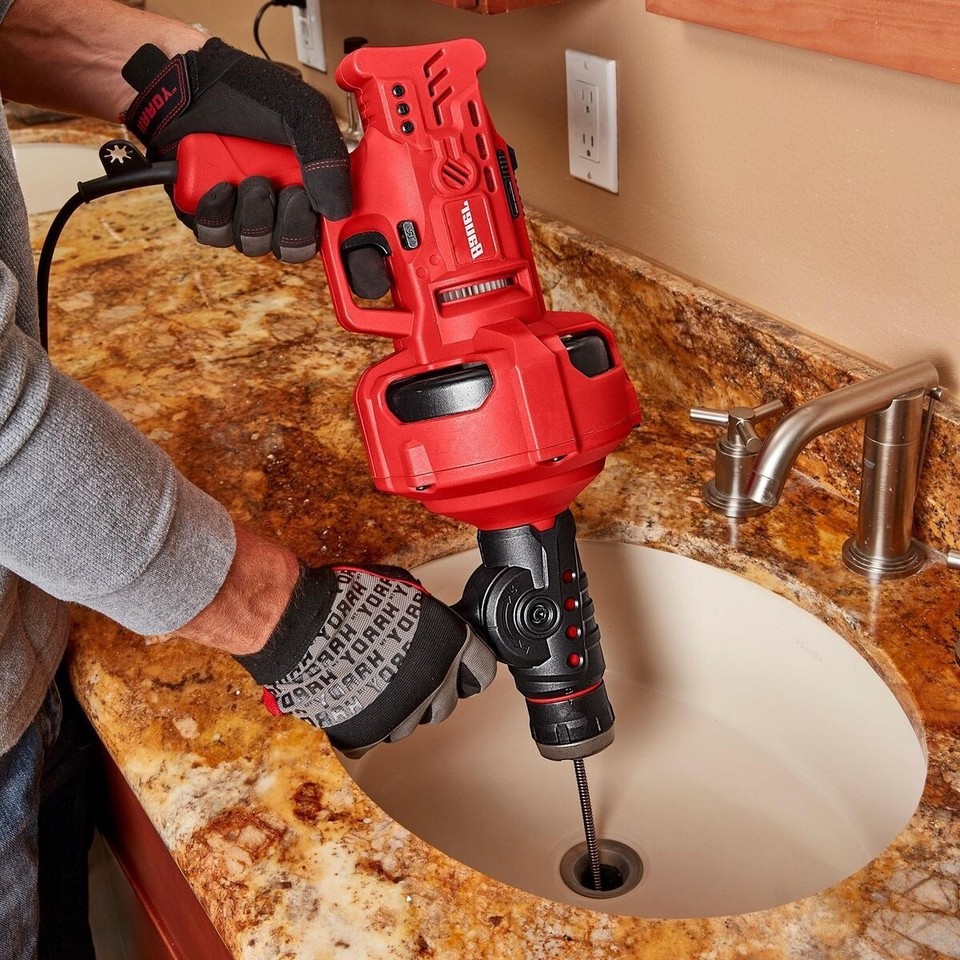 23 ft Electric Drain Auger Cleaner Sewer Snake Drain Cleaner Auto Feed ...