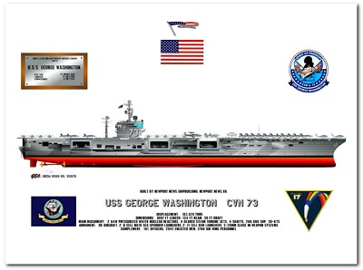 USS George Washington CVN 73 Aircraft Carrier Print for the 2006-2007 ...