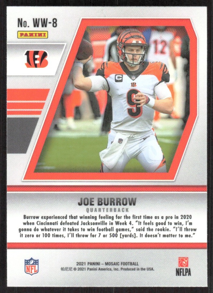 2020 Mosaic Will to Win Joe Burrow Cincinnati Bengals #WW-8 | eBay