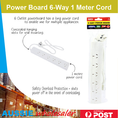 Power Board 6-Way 1 Meter Cord Outlet Power Strip Board Point Surge ...