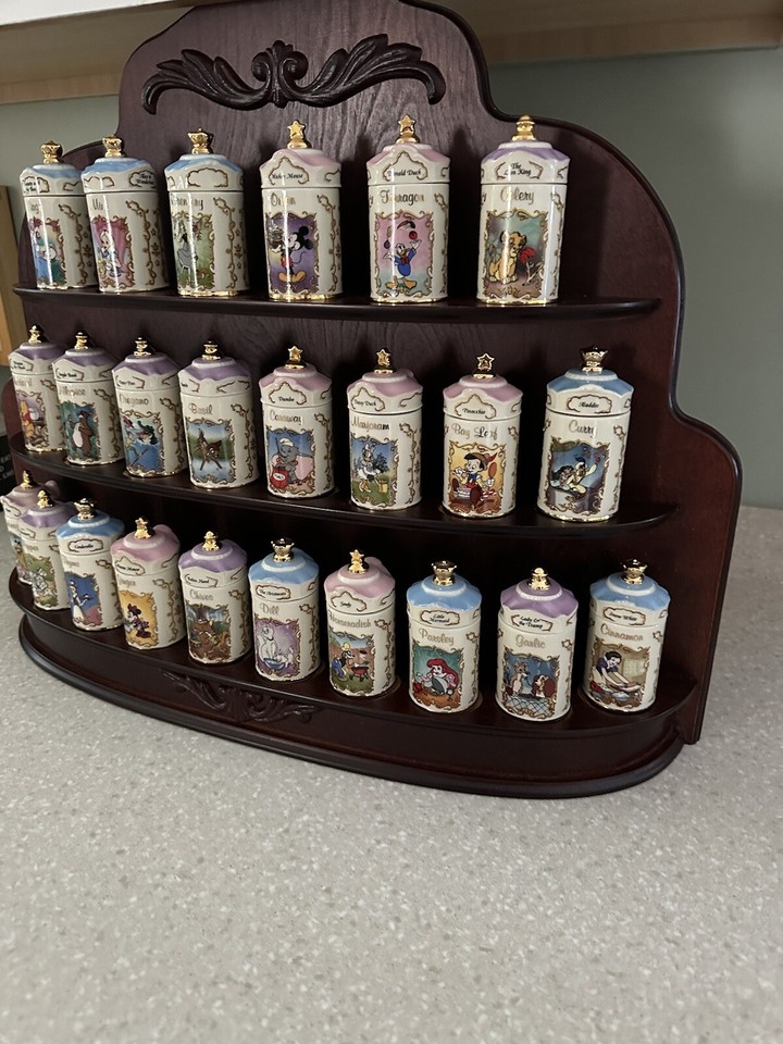 Walt Disney Spice Jar LENOX 1995 All 24 set-PLUS SALT & PEPPER SHAKER ...