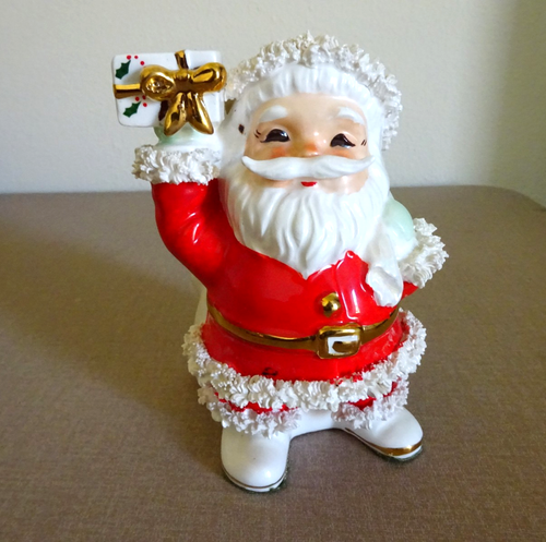 VINTAGE 6" INARCO JAPAN CHRISTMAS SANTA CLAUS W/ PRESENT PLANTER ...