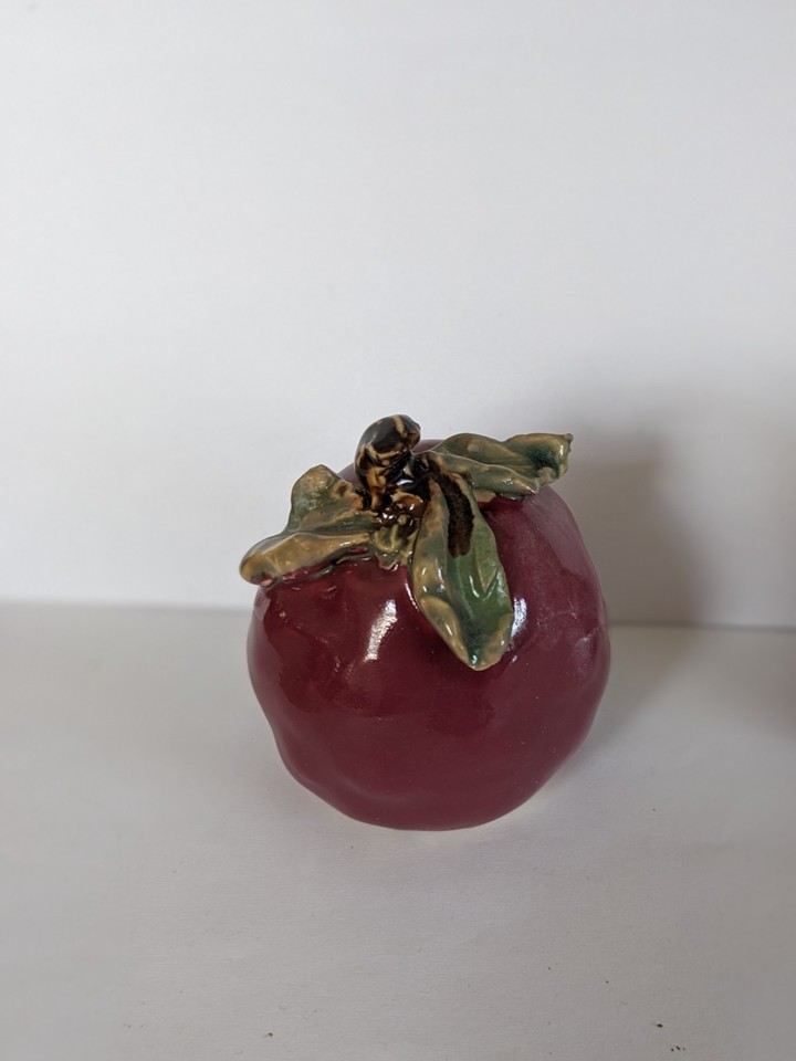 3 Handcrafted Clay Pottery Apples with Stems & Leaves | eBay