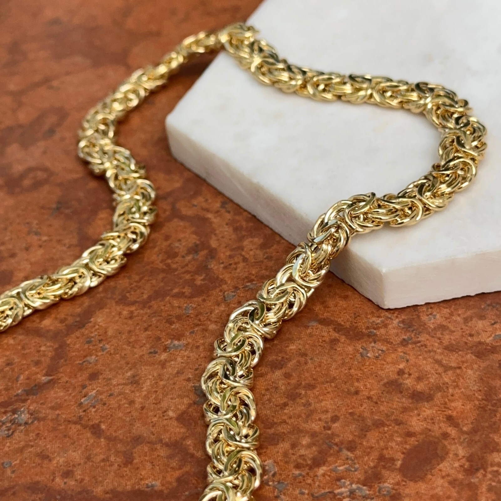 14KT Yellow Gold Byzantine Link Toggle Clasp Chain Necklace w Sapphires ...