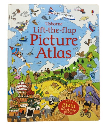 Usborne Lift-the-Flap Children's Picture Atlas w/ Giant World Map ...