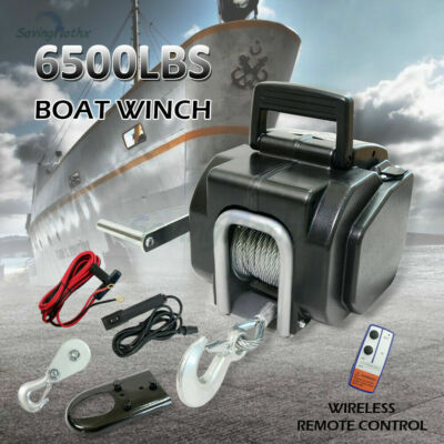 6500LBS Electric Boat Winch 12V 4WD Portable Detachable with Steel ...
