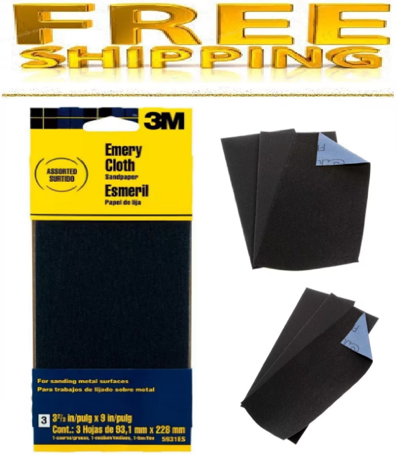 3-Pack Assorted Grit Emery Cloth Sandpaper - Coarse, Medium, Fine | eBay