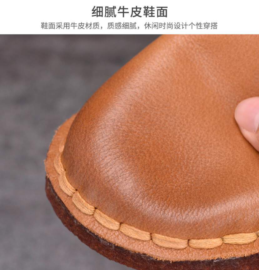 Lace Up Driving Flats Mens Real Leather Round Toe Shoes Casual Soft ...