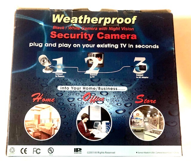 Chinesium IP56 Weatherproof B&W Security Camera Wired w/ Night Vision ...