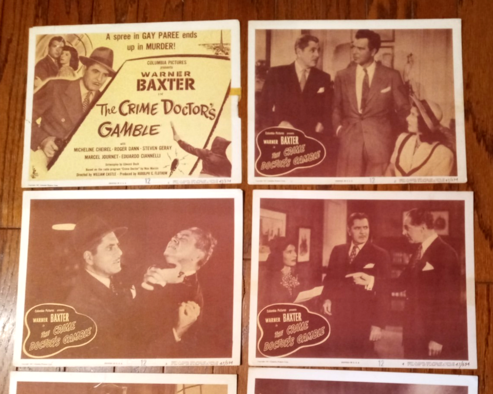 THE CRIME DOCTOR'S GAMBLE (1947) Eight 11x14 Movie Lobby Card Set | eBay