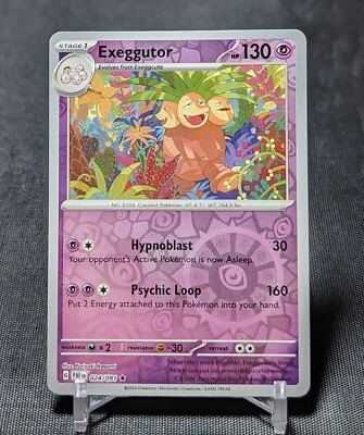 Exeggutor Rare Reverse Holo Psychic 2024 PALDEAN FATES Pokemon TCG Card ...