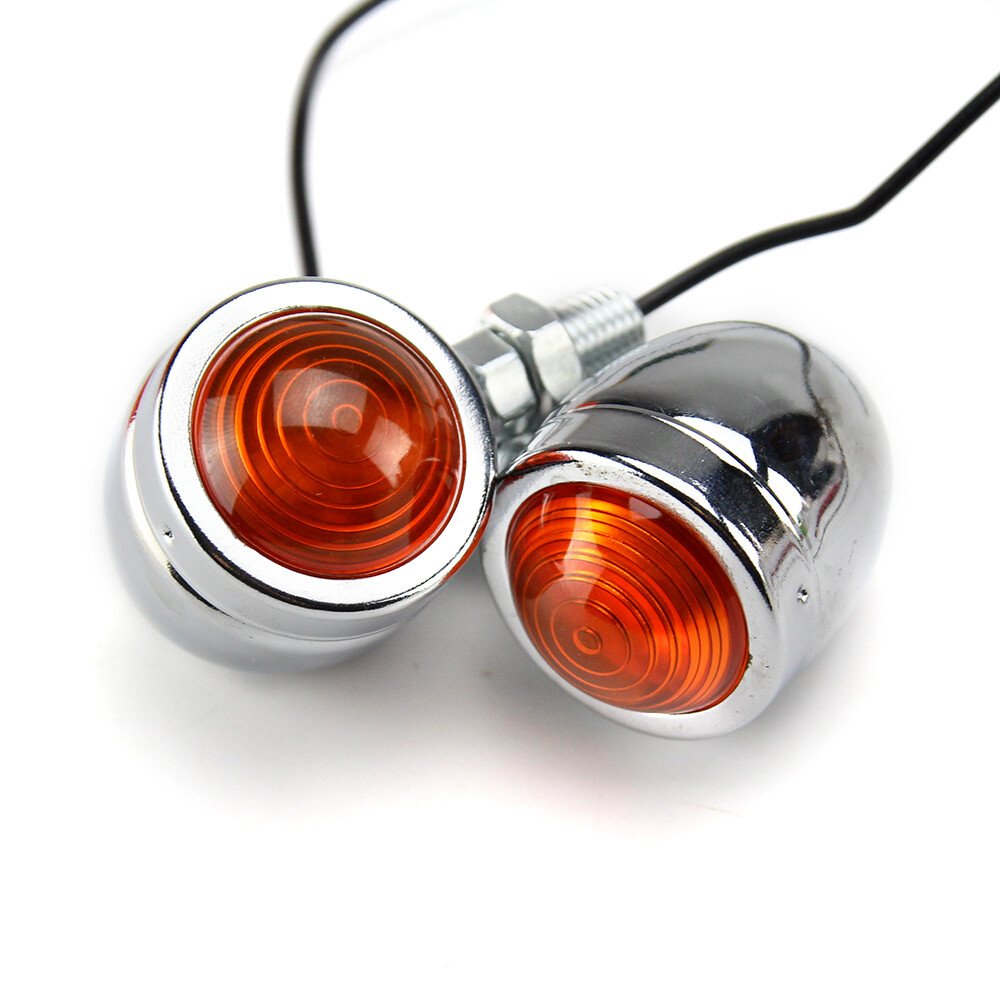 4X 12V Chrome Motorcycle Turn Signal Mini Bullet Blinker Amber ...