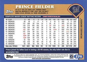 2023 Topps Archives #274 Prince Fielder | eBay