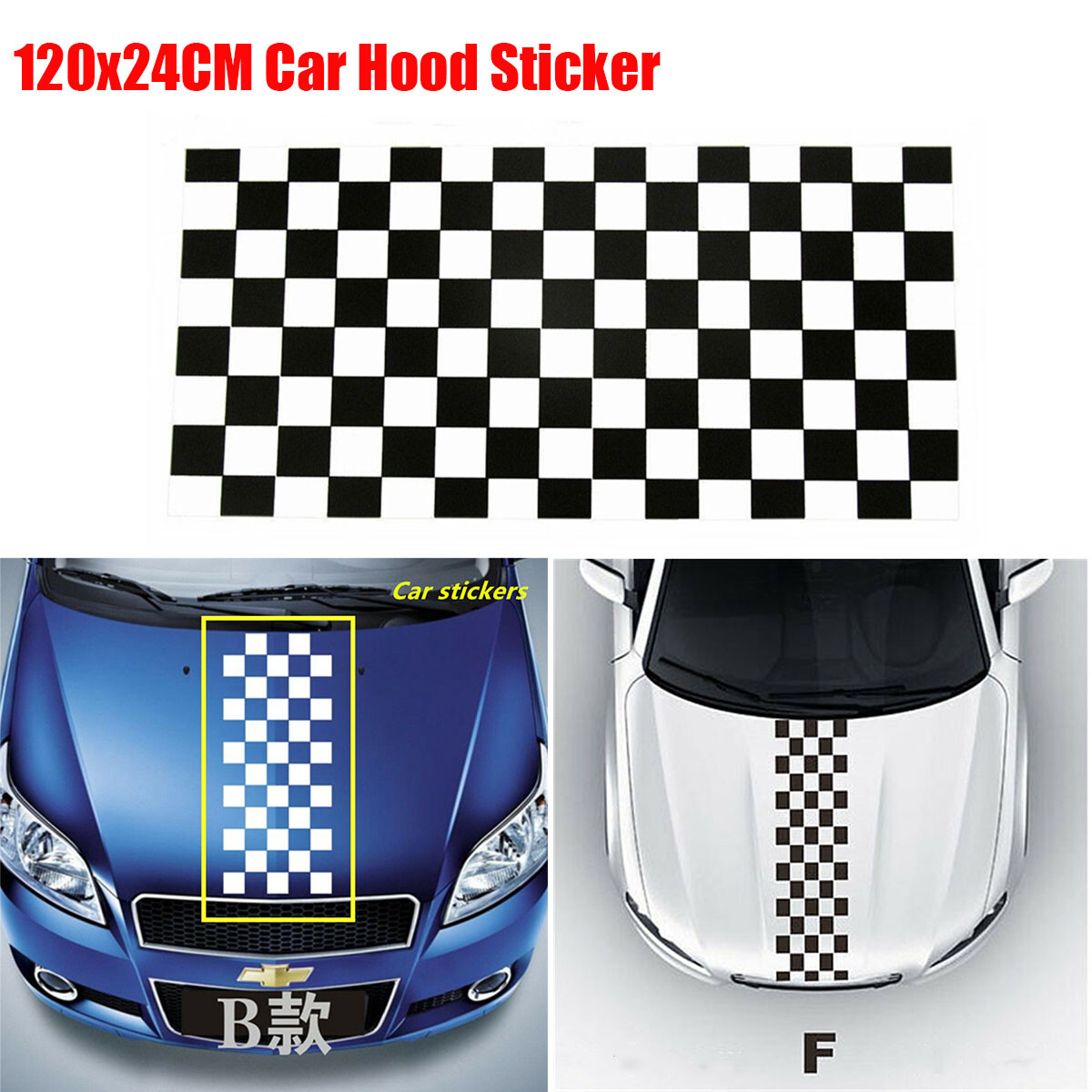 Checkerboard Car Graphics Stickers ROOF Car Stickers CONVERTIBLE