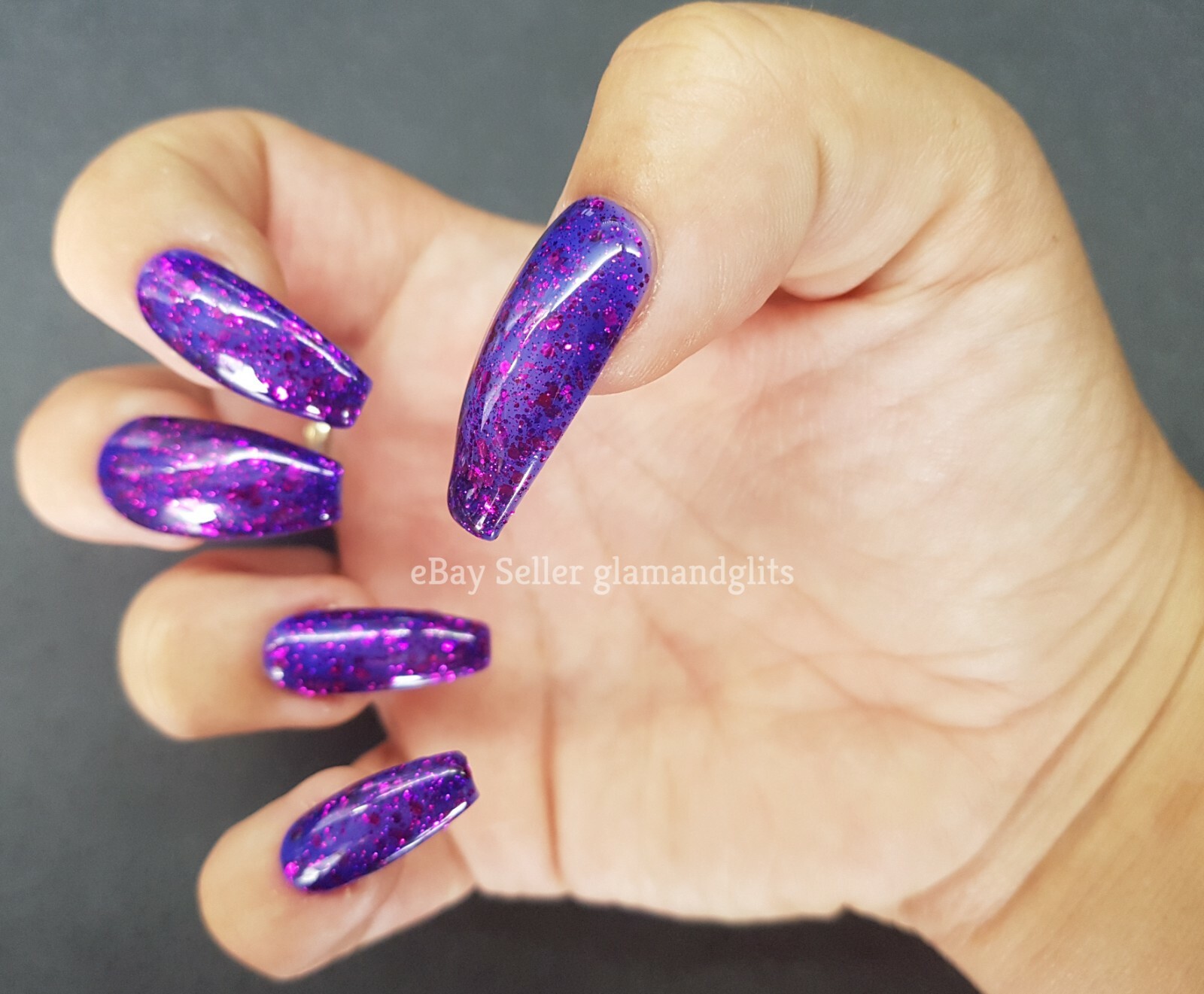 Purple Sparkle Acrylic Nails