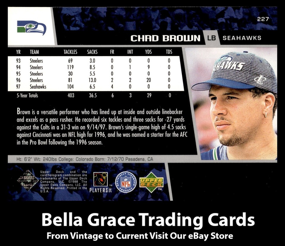 1998 Upper Deck Chad Brown #227 Seattle Seahawks NFL Football | eBay