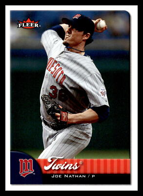 2007 Fleer #147a Joe Nathan "M" team logo Minnesota Twins Baseball NM ...