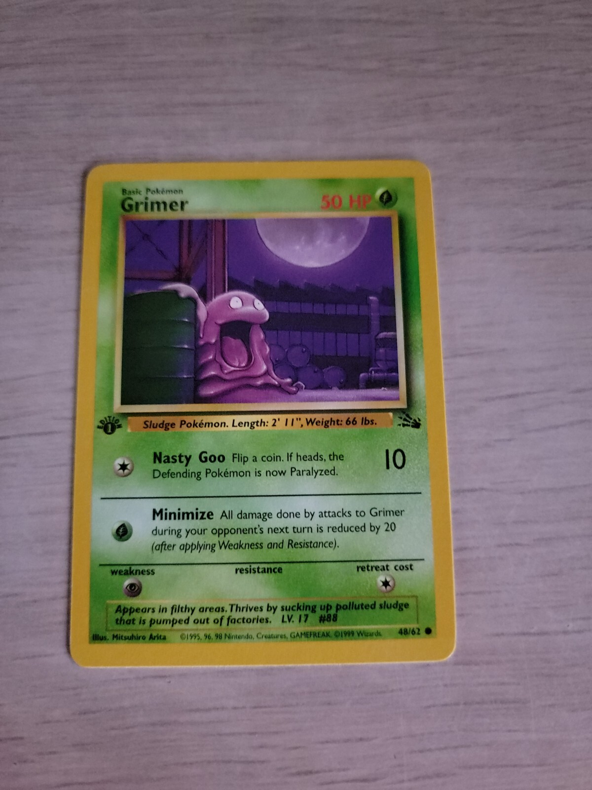 Pokémon Fossil Set 1st Edition Regular Finish Grimer 48/62 NM-MT ...