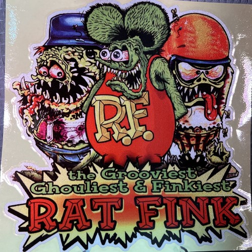 🔥Large 6+” Rat Fink Monster REFLECTIVE Hot Rod STICKER Decal Ed Big ...